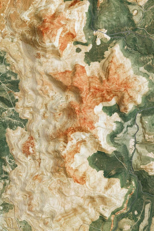 Technical GIS Aerial Map of a Farming Region Featuring 3D Elevation ...