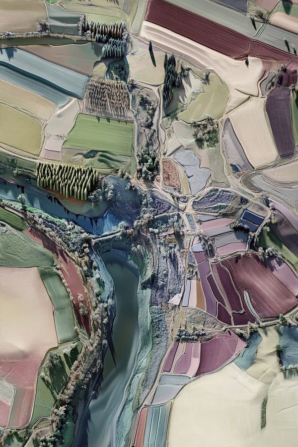 Technical GIS Aerial Map of a Farming Region Featuring 3D Elevation ...