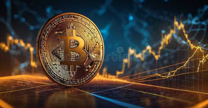 Technical Graph of Bitcoin in Futuristic Concept Stock Illustration ...