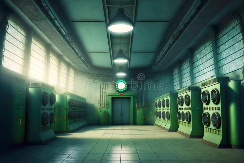 Technical Hall of Nuclear Power Plant with Nuclear Reactor Control ...