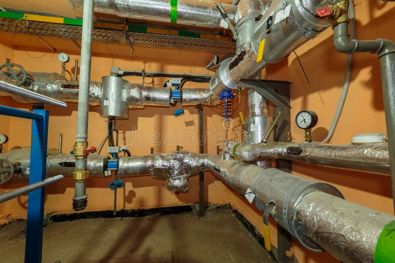 Technical Heating Pipes in the Basement of a Building Editorial Photo ...