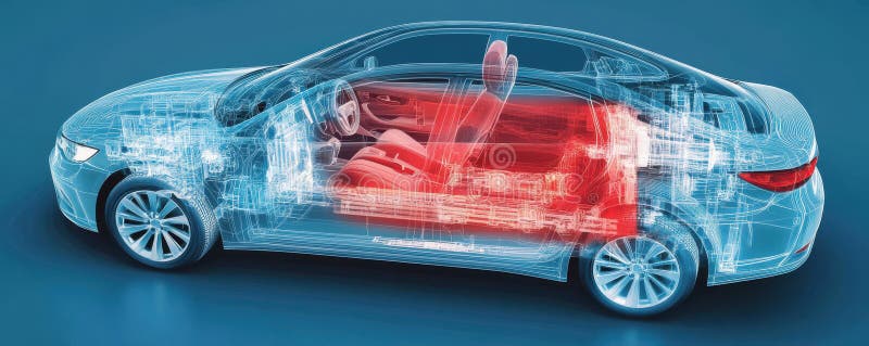 Technical Illustration of a Car S Safety System Showcasing Advanced ...