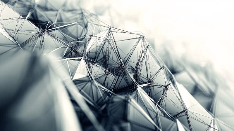 Technical Illustration Featuring Geometric 3D Shapes with a Wireframe ...