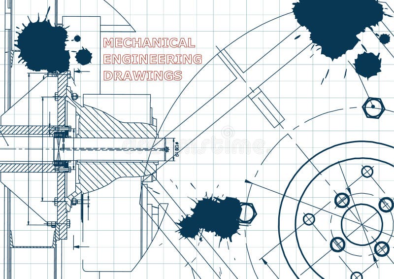 Blueprints. Engineering Backgrounds. Draft. Ink. Blots Stock Vector ...