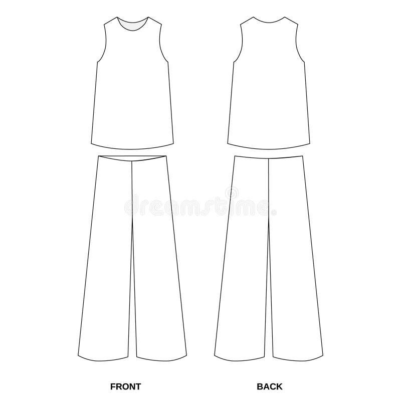 Technical Illustration of a Set of Clothes Sleeveless Top and Extended ...