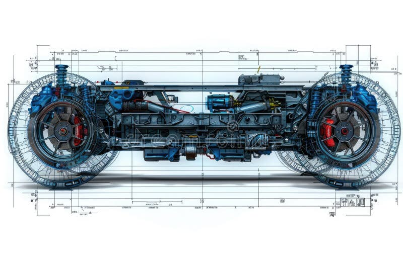 Futuristic Vehicle Blueprint: Detailed Side View Engineering Drawing ...
