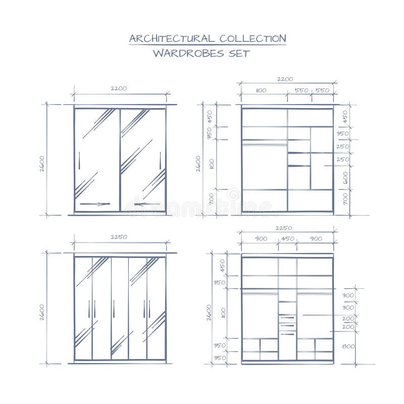 Hand Drawing Closet, Clothes, Wardrobe With Dress Stock Illustration ...