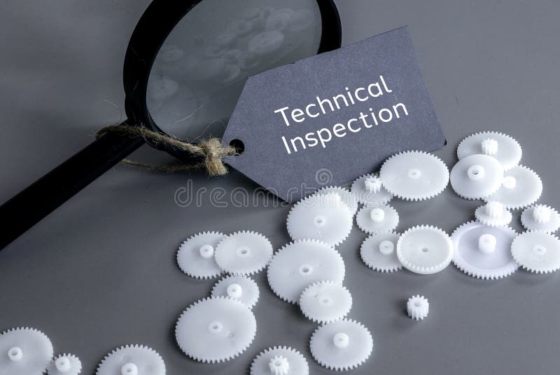 Technical Inspection Concept with Magnifying Glass and White Plastic ...