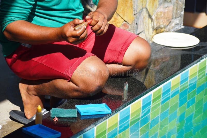 Technical Inspection of Water in Pool Stock Photo - Image of ...