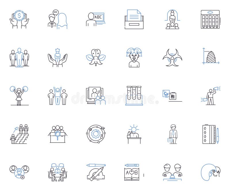 Technical Instruction Line Icons Collection Tutorial Guide Manual Procedure Steps