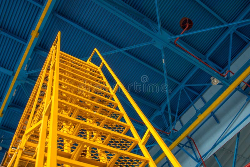 Technical Ladder for Maintenance of Equipment in the Hangar Stock Photo ...