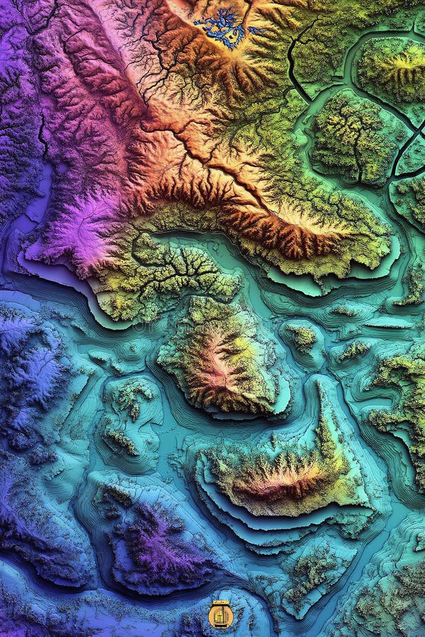 Technical LiDAR GIS Map of a Wetland Area Visualizing Elevation Water ...