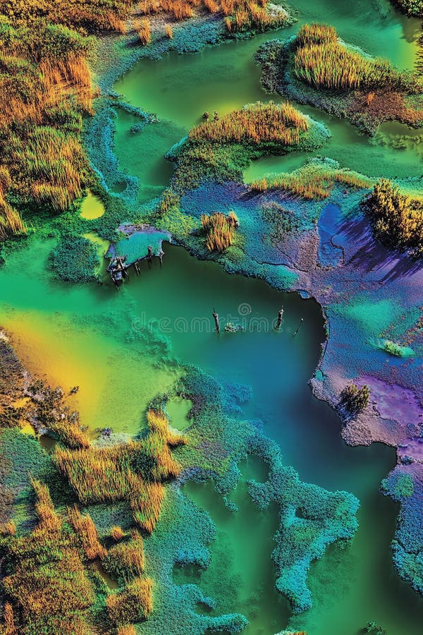 Technical LiDAR GIS Map of a Wetland Area Visualizing Elevation Water ...