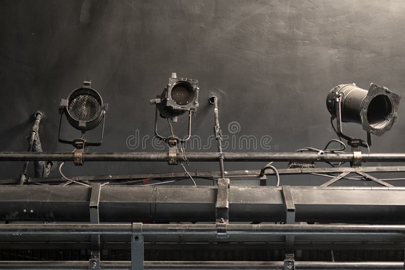 Technical Lights that the Stage at Theater. Stock Image - Image of dark ...