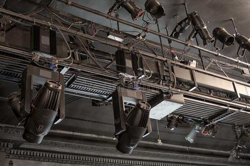 Technical Lights that the Stage at Theater. Stock Image - Image of ...