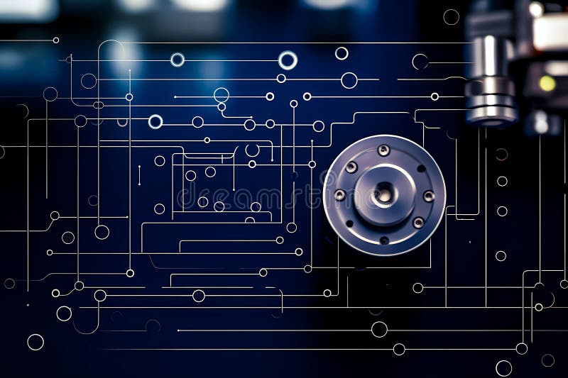 Technical Milling Machine Blueprint Background Generative Ai Stock ...