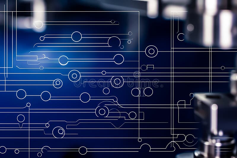 Technical Milling Machine Blueprint Background Generative Ai Stock ...