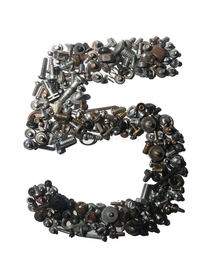 Technical Numbers Made of Metal Bricks and Nut.number 5 Stock Image ...