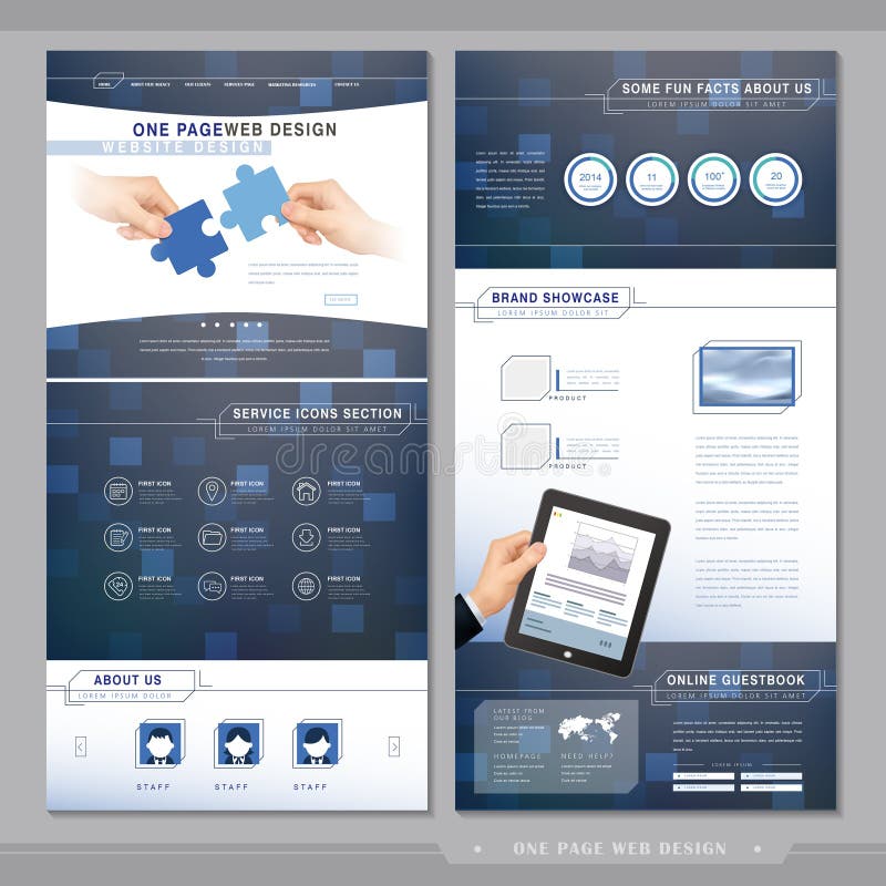 Technical One Page Website Template Design Stock Vector - Illustration ...