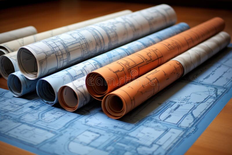 Technical Paper Blueprints Rolls Engineer. Generate Ai Stock Photo ...