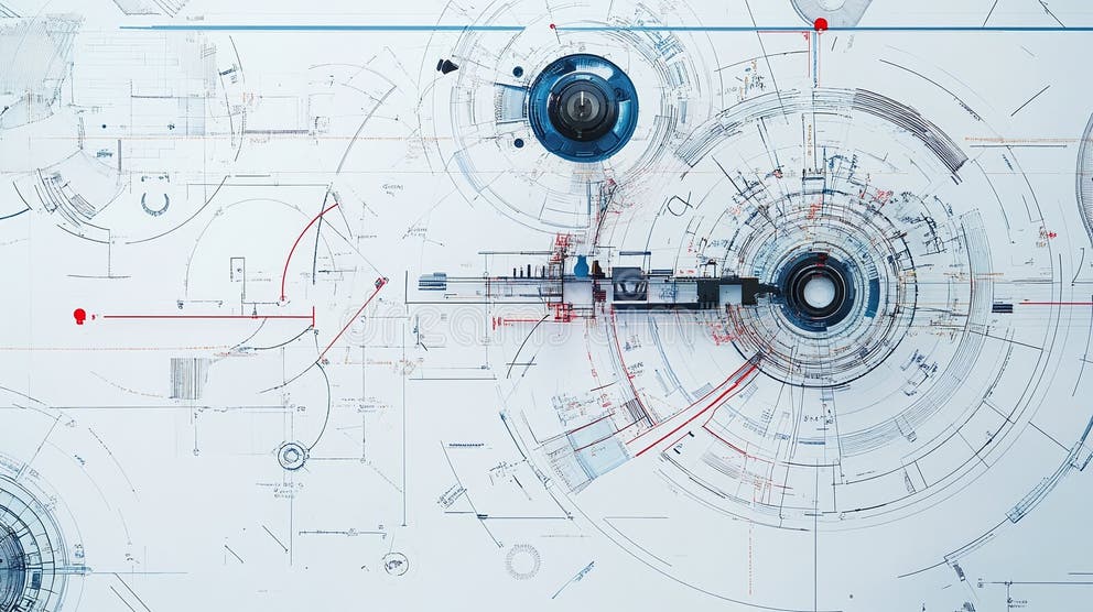Technical Pattern Featuring Engineering Drawings and Mechanical ...