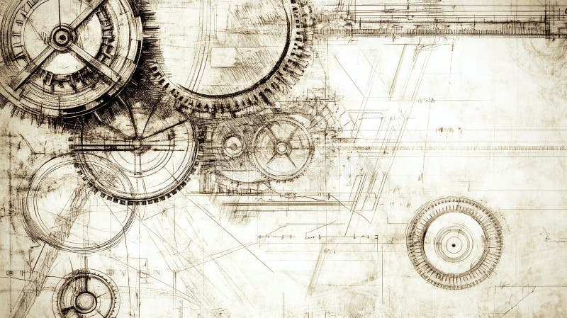 Technical Pattern Featuring Engineering Drawings and Mechanical ...