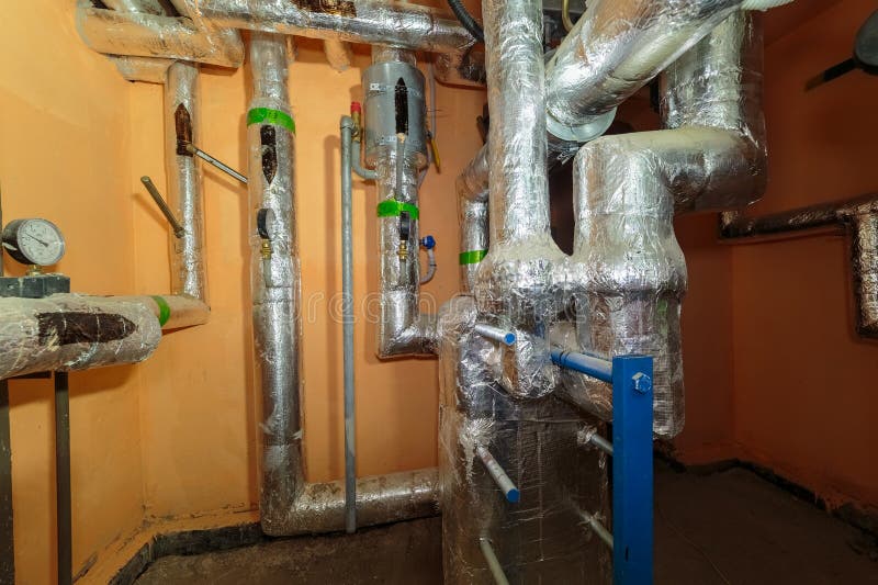 Technical Pipes for Sewerage in the Basement of a Building with ...