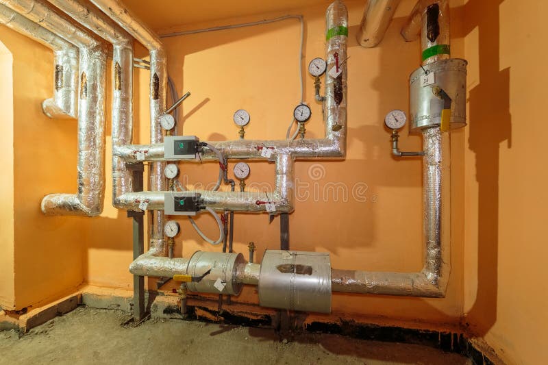 Technical Pipes for Sewerage in the Basement of a Building with ...