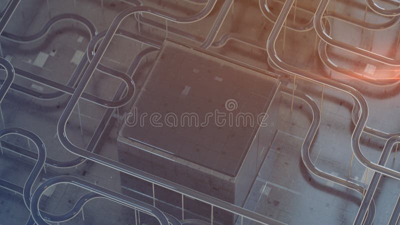 Technical Plate with Specular Tubes 3D Render Stock Illustration ...