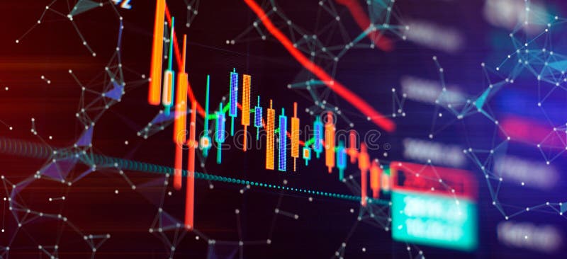 Technical Price Graph and Indicator, Red and Green Candlestick Chart on ...