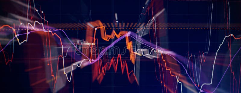 Technical Price Graph and Indicator, Red and Green Candlestick Chart on ...