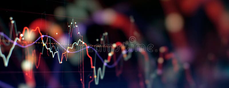 Technical Price Graph and Indicator, Red and Green Candlestick Chart on ...