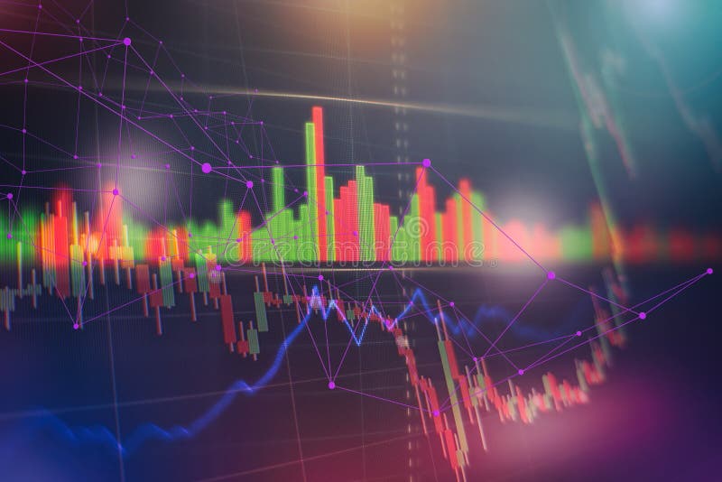 Technical Price Graph and Indicator, Red and Green Candlestick Chart on ...