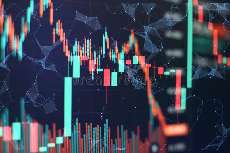 Technical Price Graph and Indicator, Red and Green Candlestick Chart on ...