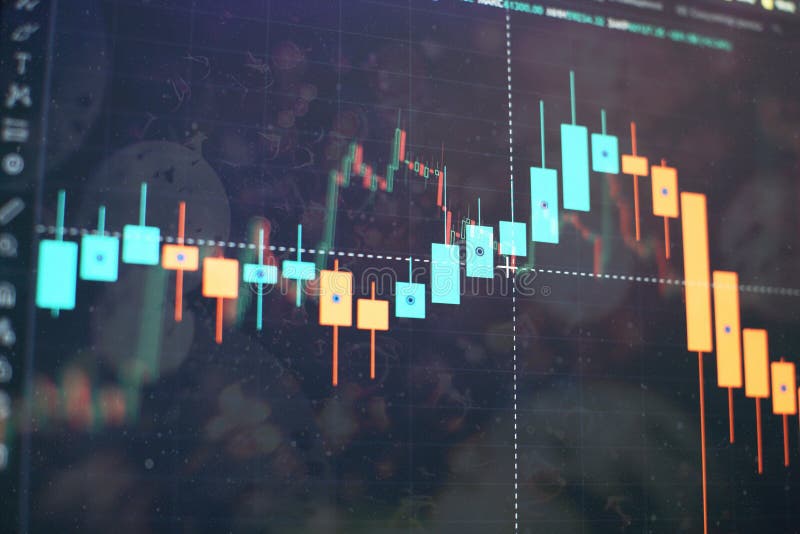 Technical Price Graph and Indicator, Red and Green Candlestick Chart on ...
