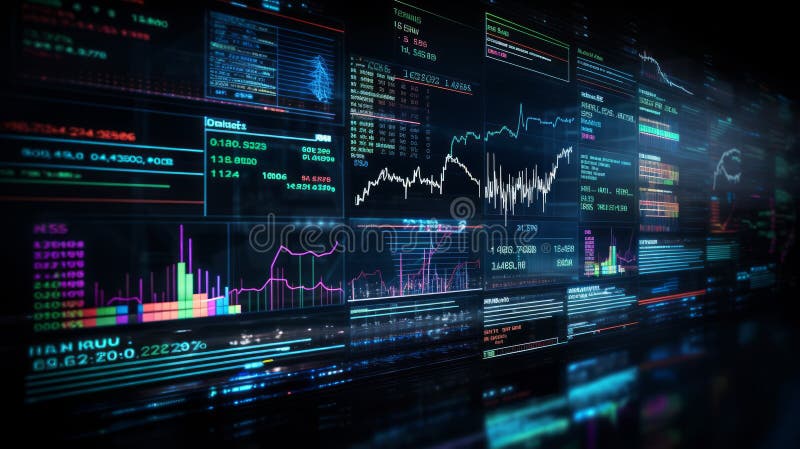 Technical Price Graph and Indicator, Red and Green Candlestick Chart on ...