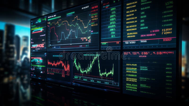 Technical Price Graph and Indicator, Red and Green Candlestick Chart on ...
