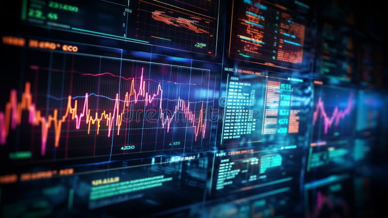 Technical Price Graph and Indicator, Red and Green Candlestick Chart on ...