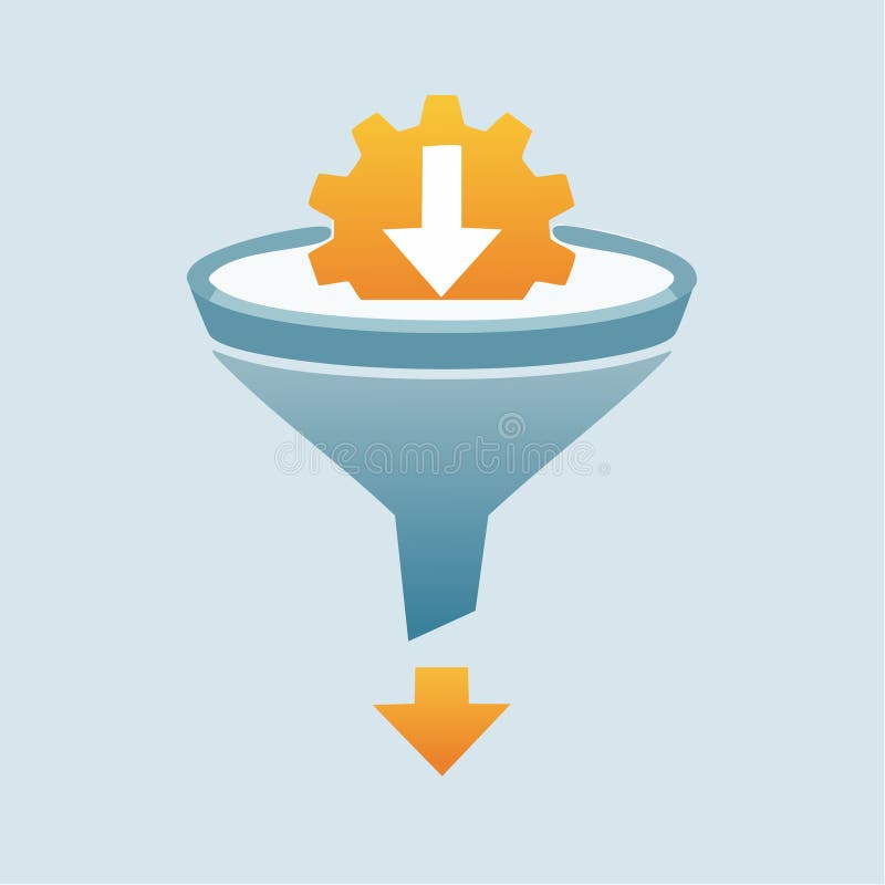 Technical Process and Conversion Funnel Icon Stock Photo - Illustration of development, workflow ...