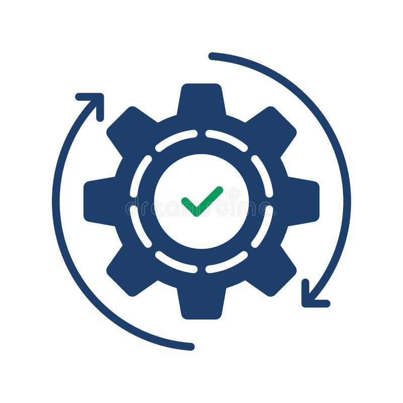 Cog with Tick Icon Like Easy Technical Process Stock Vector ...