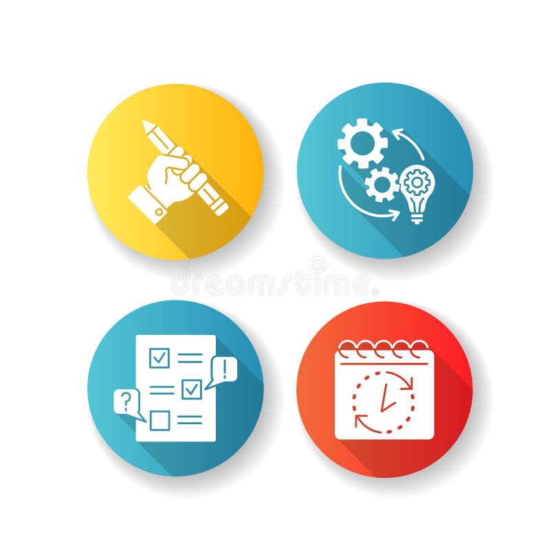 Technical Project Black Glyph Icons Set on White Space Stock Vector ...