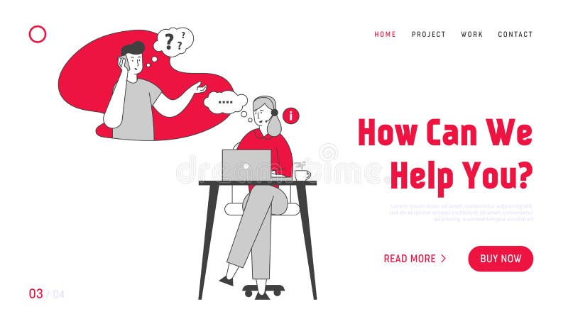 Technical Receptionist Customer Support Service Website Landing Page ...