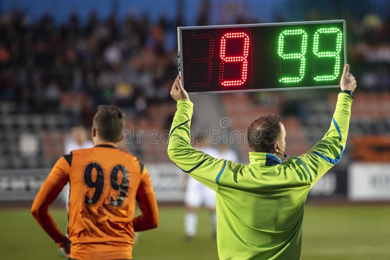 Substitution in Football Game Editorial Photography - Image of football ...