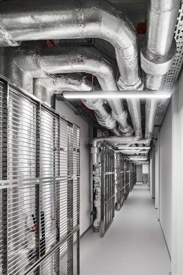 Technical room, corridor. stock photo. Image of inside - 74152660