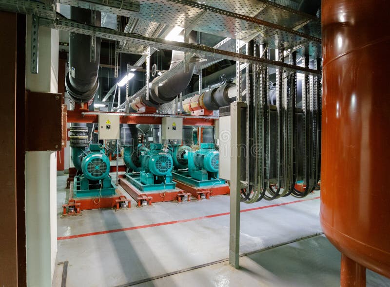 A Technical Room of a Large Building Stock Image - Image of equipment ...