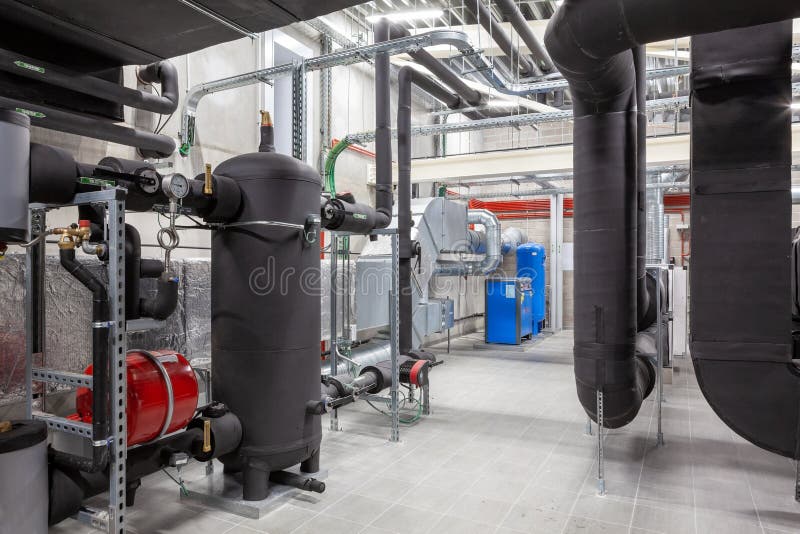 Technical Room with Exhaust Stock Photo - Image of technology, tubing ...