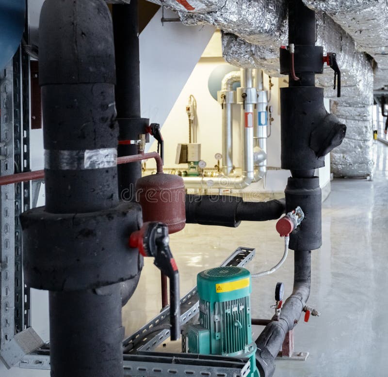 A Technical Room of a Large Building Stock Image - Image of technology ...