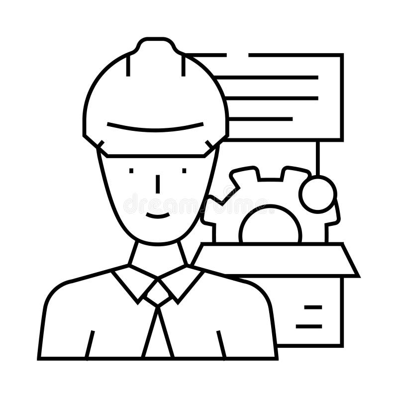 Technical Sales Engineer Worker Line Icon Vector Illustration Stock ...