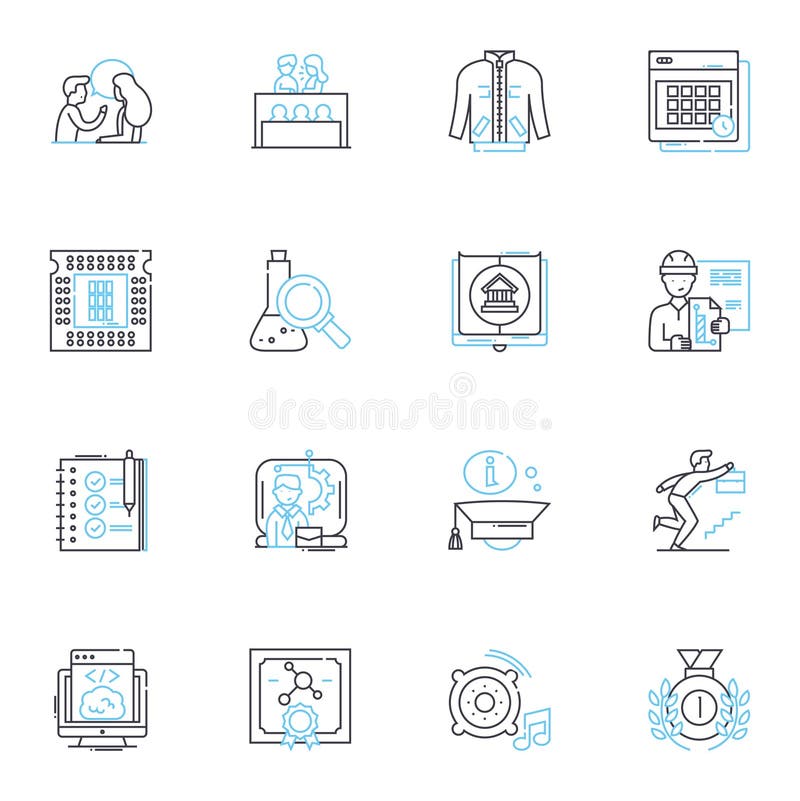 Technical School Linear Icons Set. Vocational, Trade, Hands-on, Skilled ...
