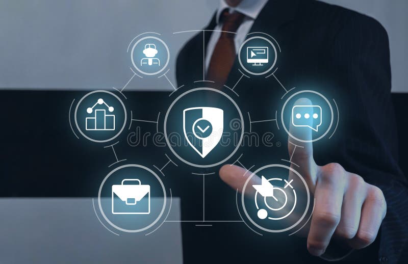 Technical Security Support Concept Image with White Glyph Icons Stock ...